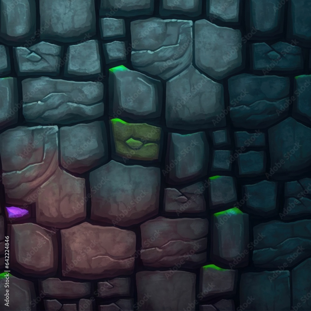 Stylized Sci-Fi Neon Stone Wall Texture for a Futuristic Game with a ...