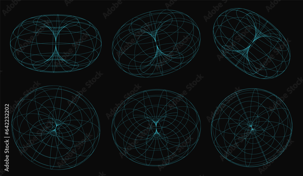 3d Retro futuristic. Blue light trip elements on the black background ...