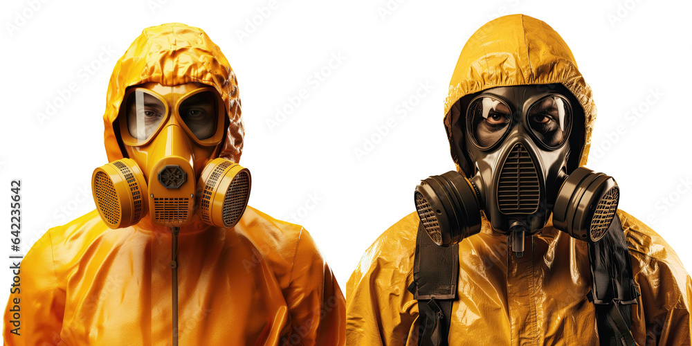 Isolated man in bio hazard suit on a transparent background with ...