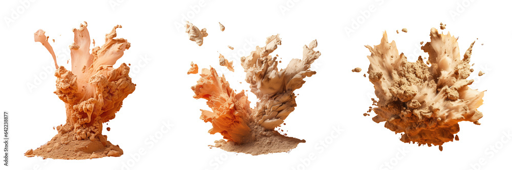 Photo Soil flying in the air on a transparent background stop motion ...