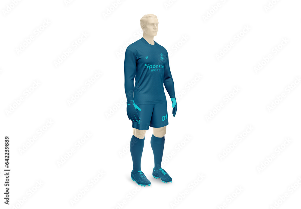 Men_s Full Soccer Goalkeeper Mockup - Open Stub Neck - Half Side Stock ...