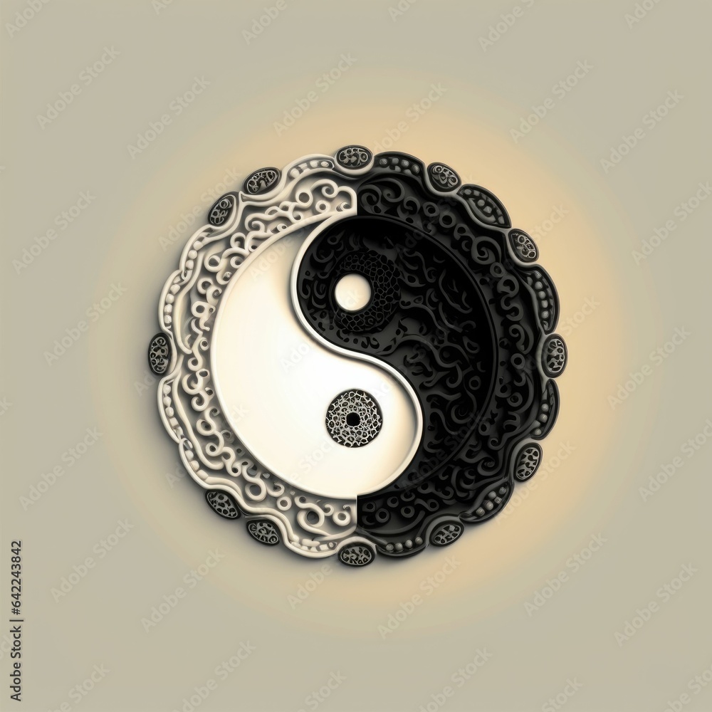 Harmony in Duality: A 3D Render of the Yin Yang Symbol Representing Balance and Unity in ...