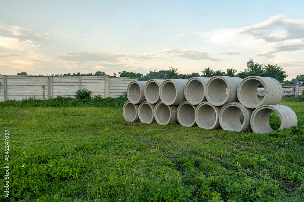 Asbestos-Cement Pipe in Water Distribution Systems Stacking At Grass ...