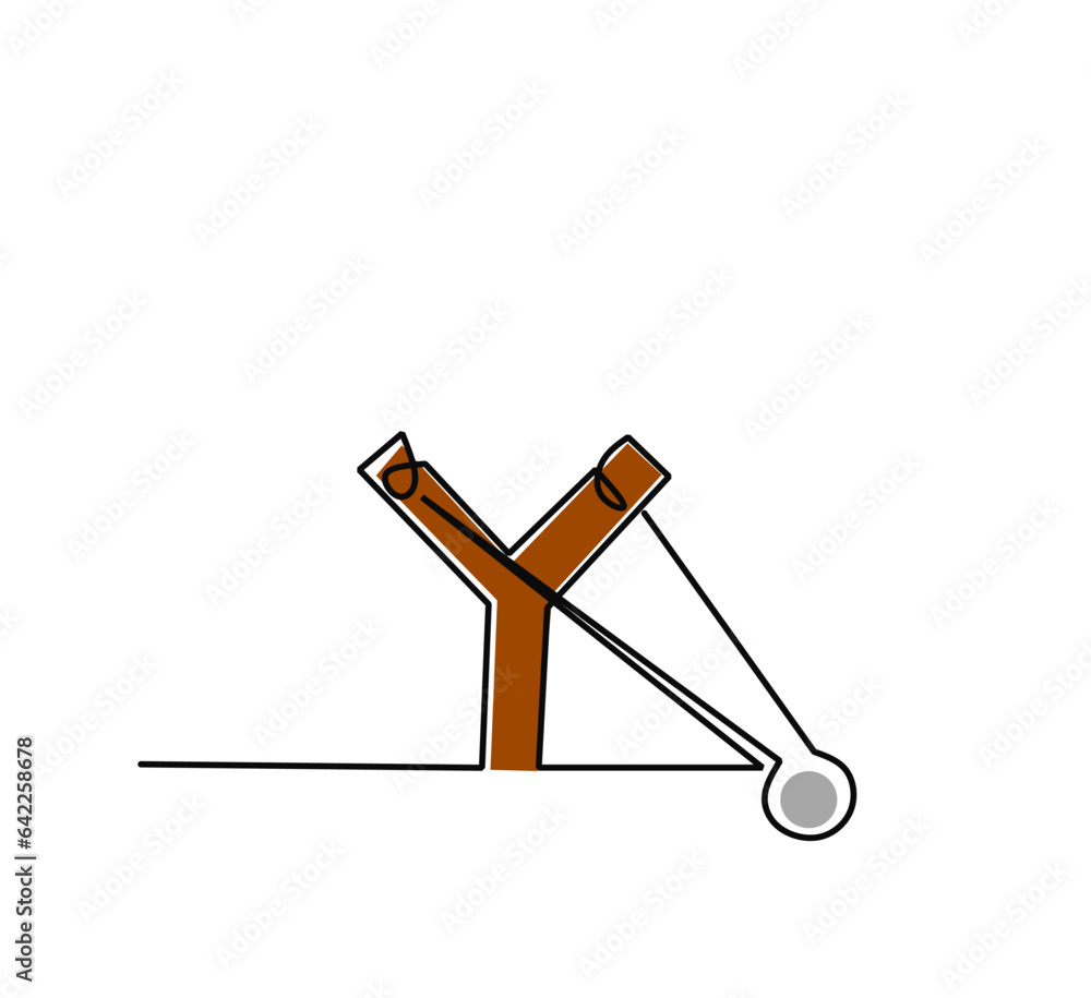 Photo & Art Print continuous line drawing of catapult. catapult made of ...