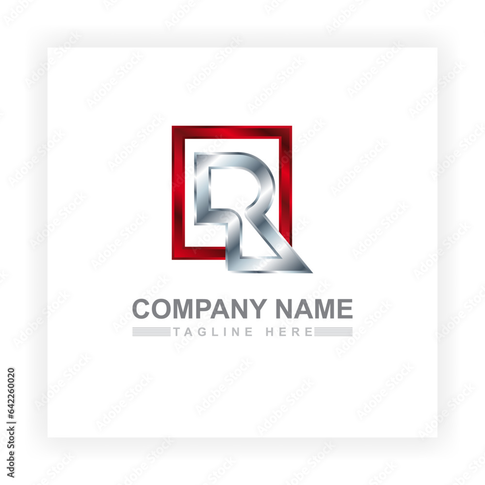 Modern letter R vector design for red and white gradient corporate ...
