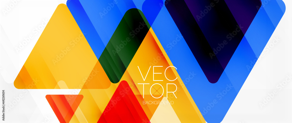 Abstract background. Color transparent triangles in mosaic style with ...