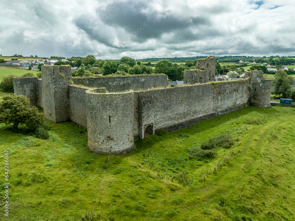 Aerial view of Liscarroll Castle 13th-century Hiberno-Norman fortress ...