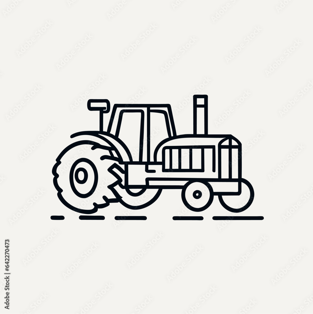 simple design tractor vector outline icon Stock Vector | Adobe Stock