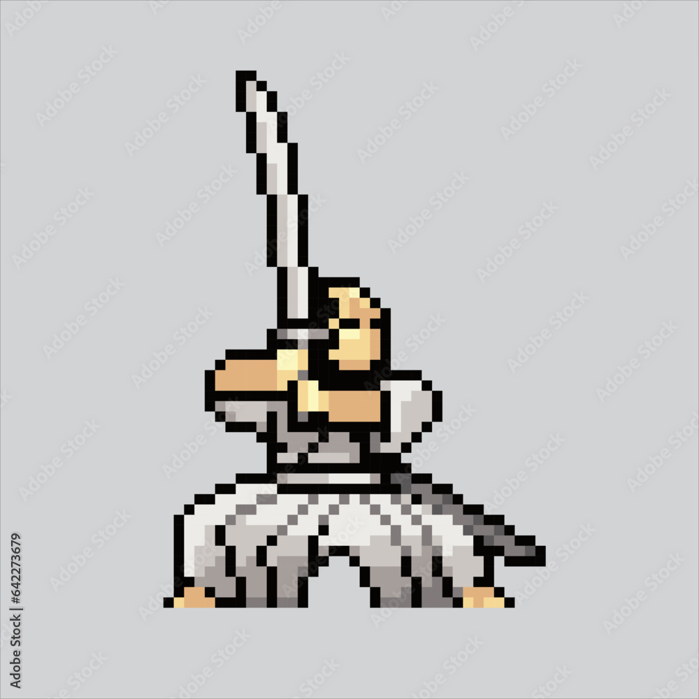 Pixel art illustration Samurai. Pixelated Japan Samurai. Japanese ...