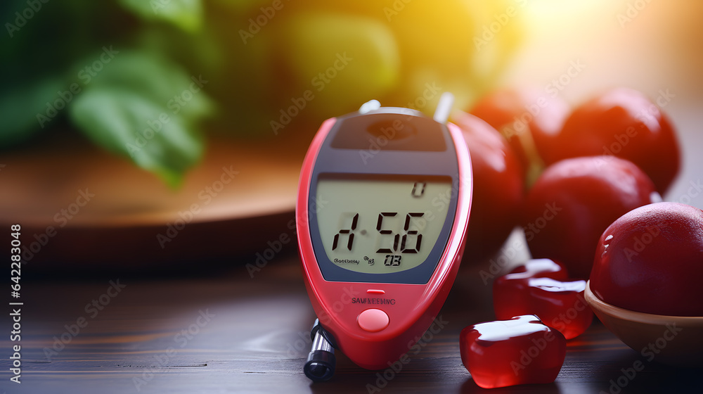 there is a digital thermometer on a table with fruit Generative AI ...