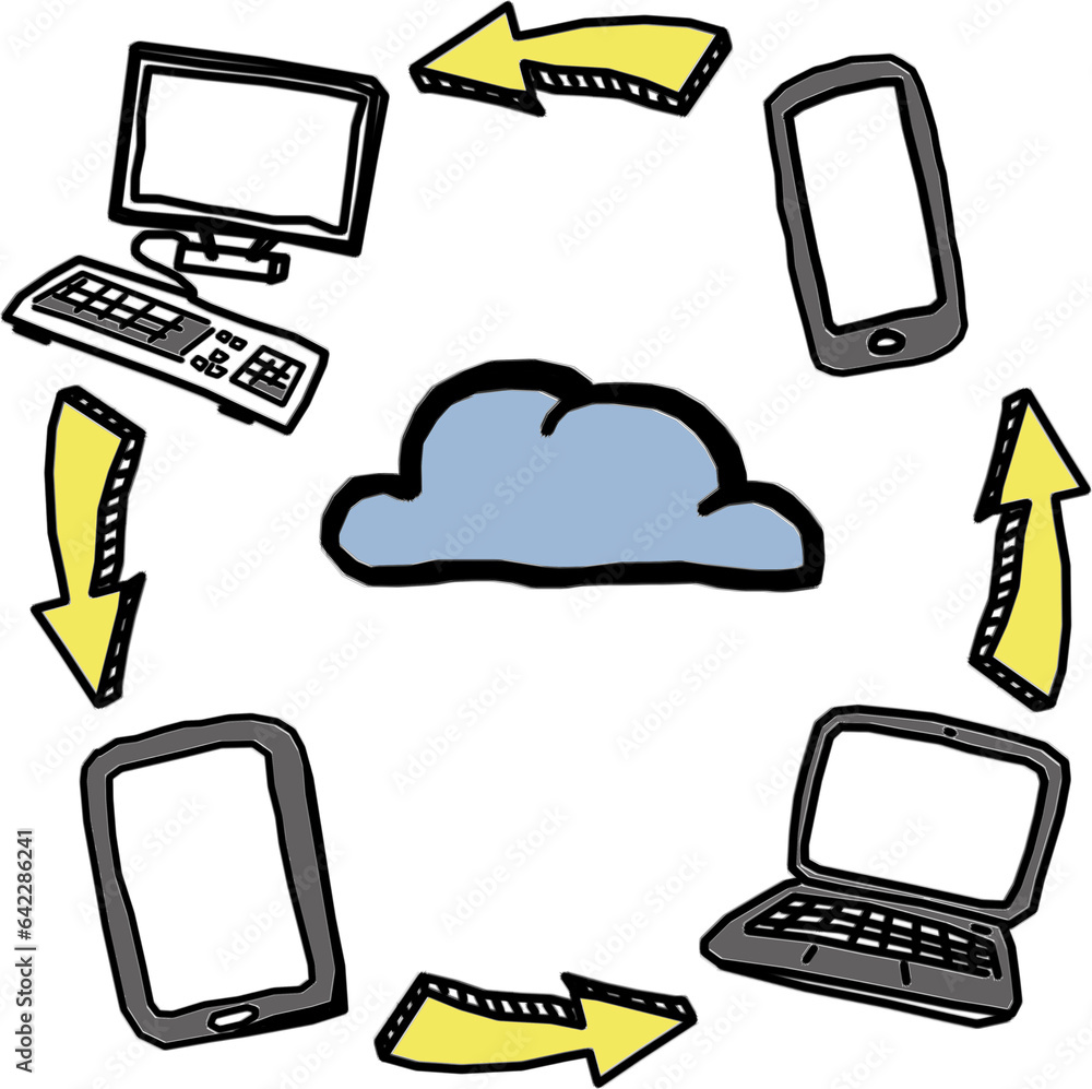 Digital png illustration of cloud and digital icons on transparent background Stock Illustration ...