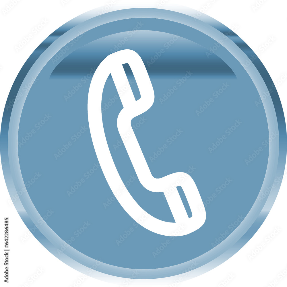 Digital png illustration of shiny metal button with white telephone ...