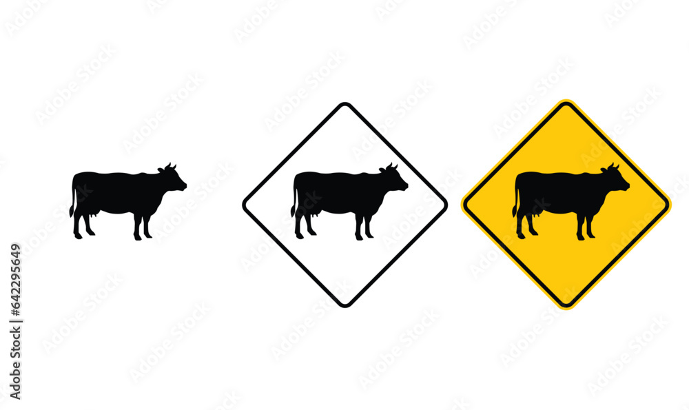 icon caution animal sign yellow outline traffic warning sign design for ...