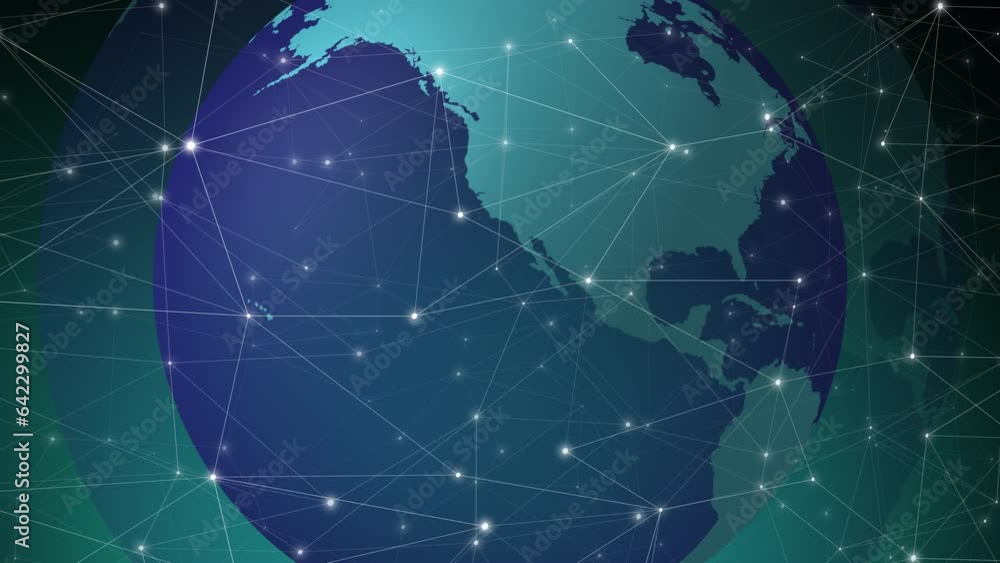 Rotating world transformation breaking headlines connect continents on ...