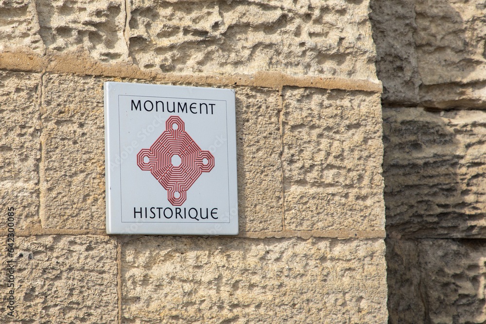 Monument historique logo brand and sign text in french tourism old ...