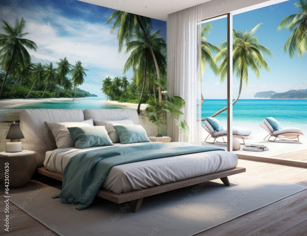 Inside the most luxurious beachfront room next to the sea. You can see ...