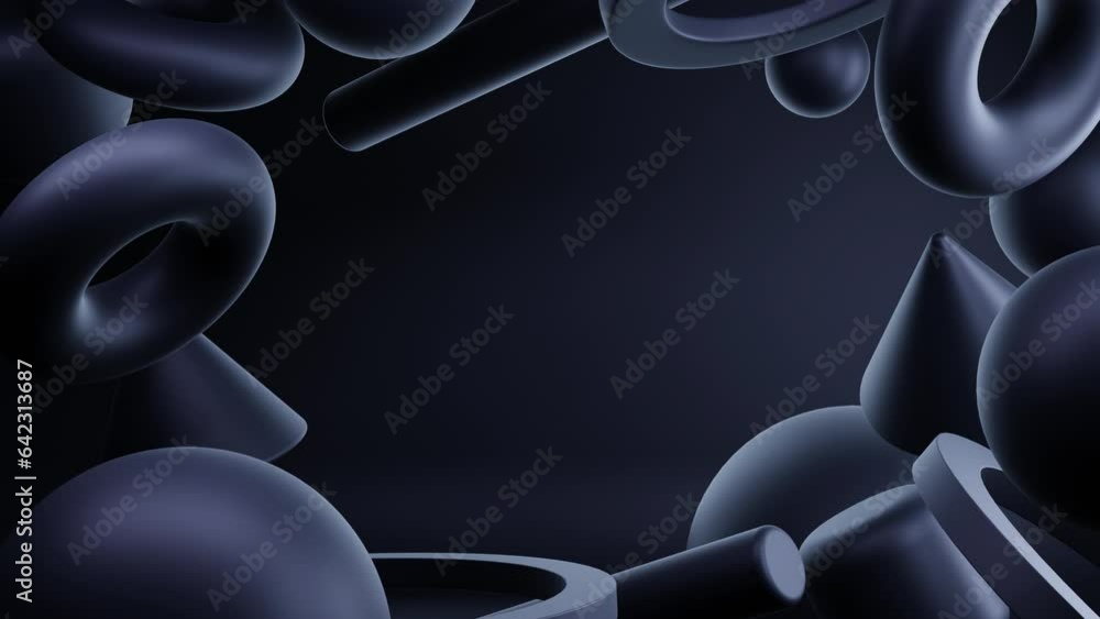 abstract elegant 3d background with black geometric shapes, spin slow ...