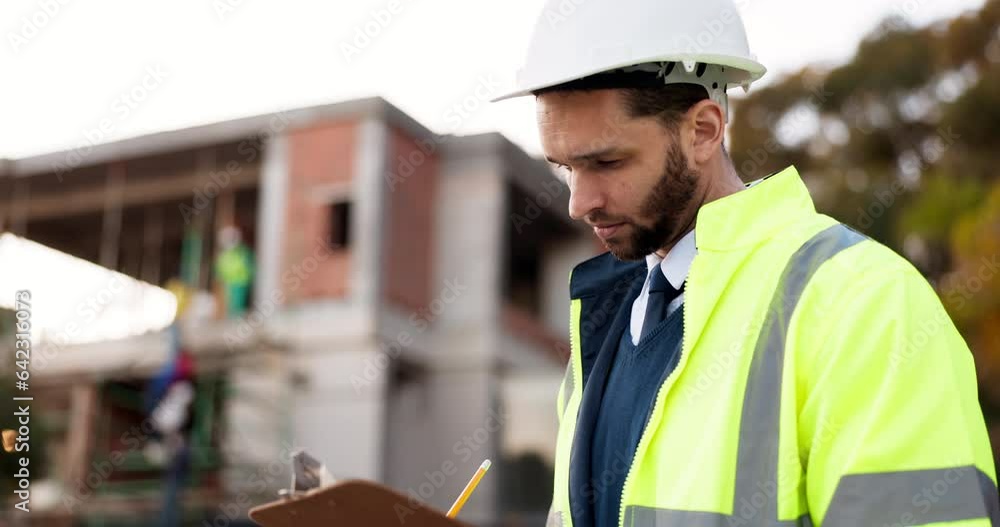 Man, outdoor engineering and checklist for project management at ...