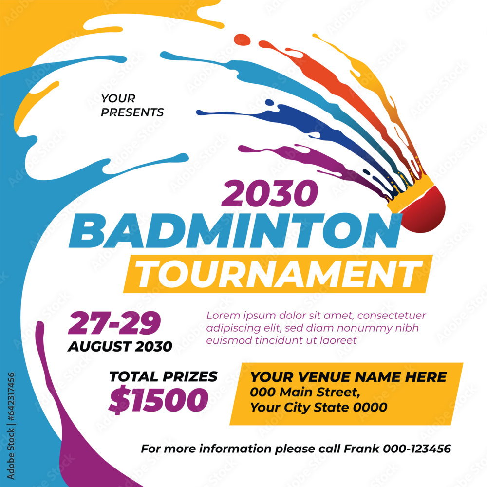 badminton tournament flyer design template Stock Vector | Adobe Stock