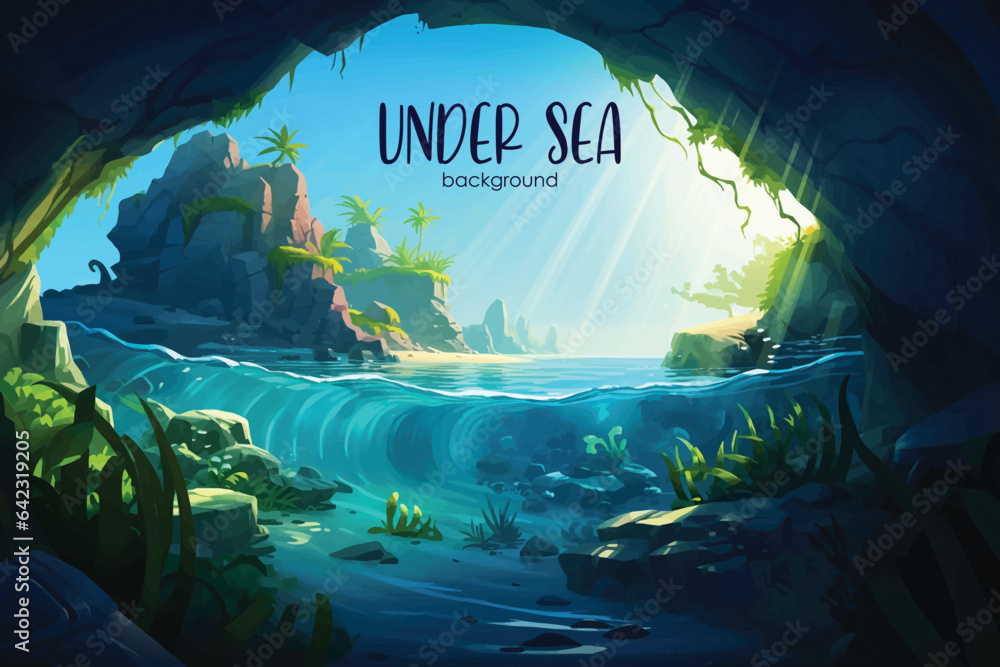 under sea world with algae and plants Stock Vector | Adobe Stock