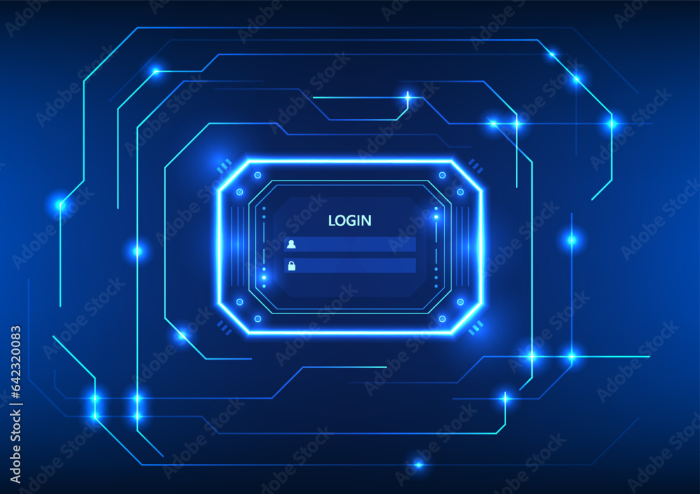 Screen technology background Login screen with a circuit board ...