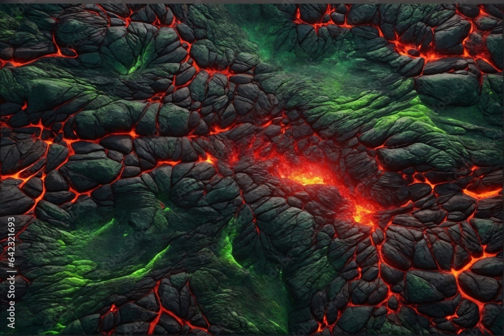 Foto de Green and Red Lava Texture Background, Glowing Lava Texture ...