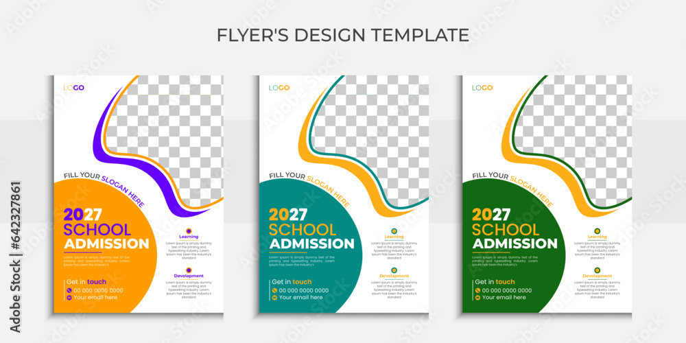 School admission flyer design or kids education poster template. Modern ...
