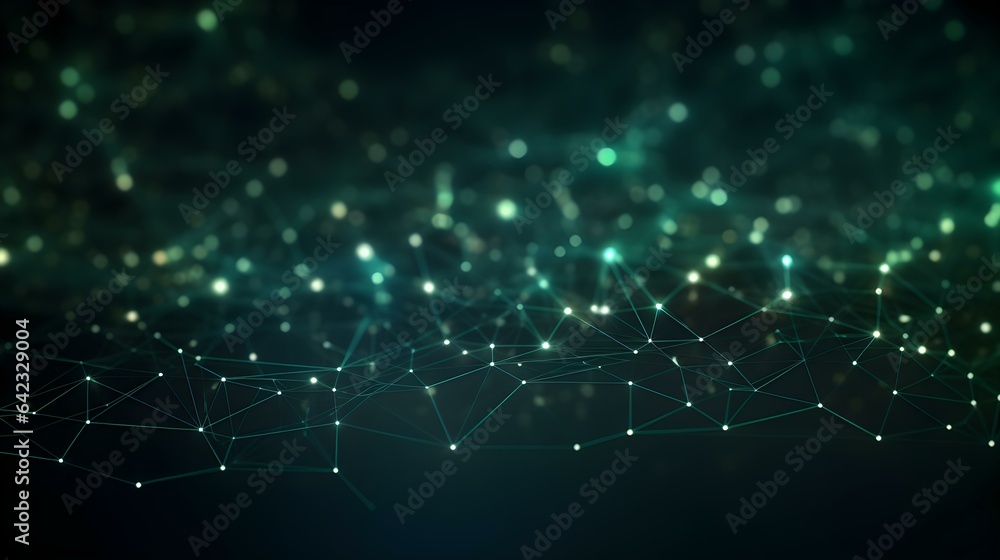 Blurred Data Technology Background in dark green Colors. Network of ...