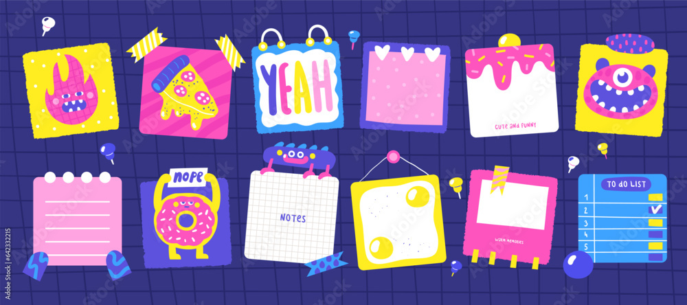 Sticky hand drawn doodle notes on paper Stock Vector | Adobe Stock