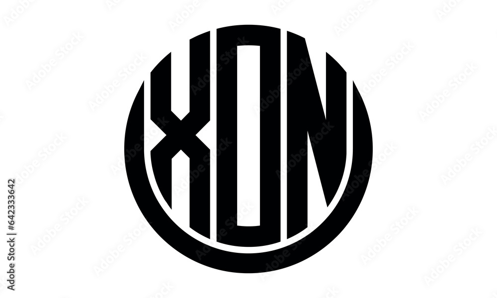 XON shield in circle logo design vector template. lettermrk, wordmark ...