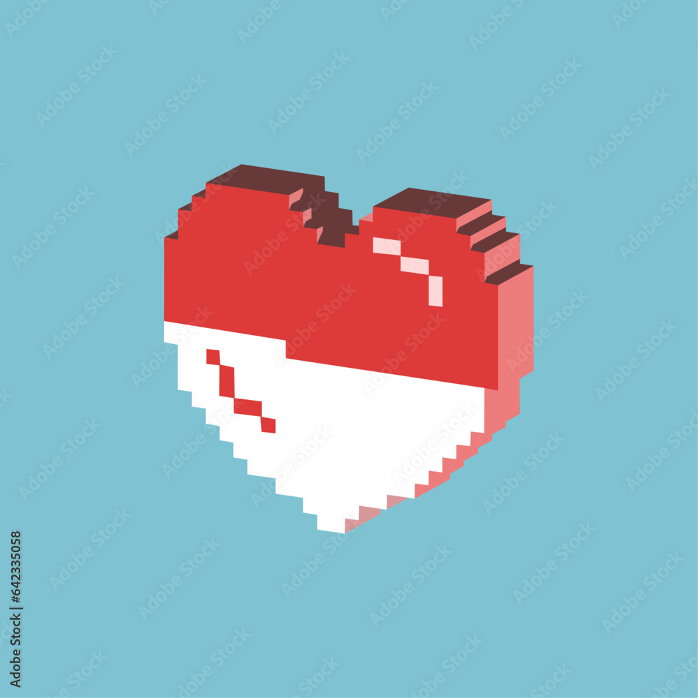 Isometric Asset from Pixel art square 3d of indonesia heart for items ...