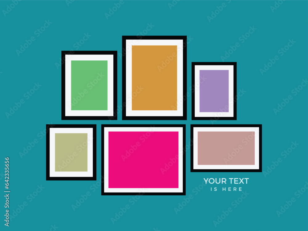 6 Photo collage vector frame, Colorful photo collage frame, Photo ...