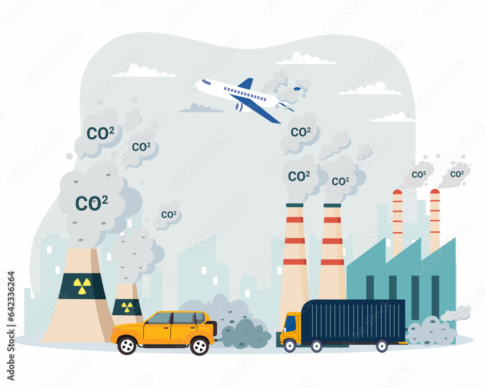 CO2 carbon dioxide emissions global air pollution with chemical and ...