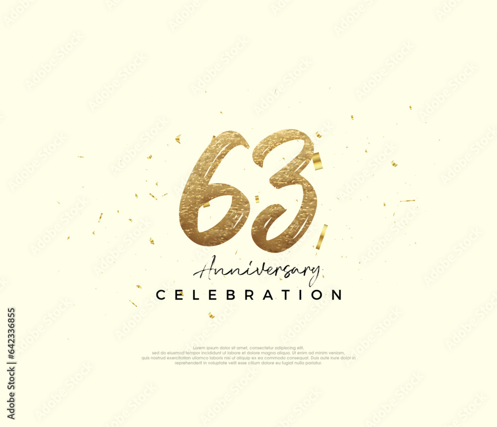 63rd anniversary celebration, with gold glitter numbers. Premium vector ...
