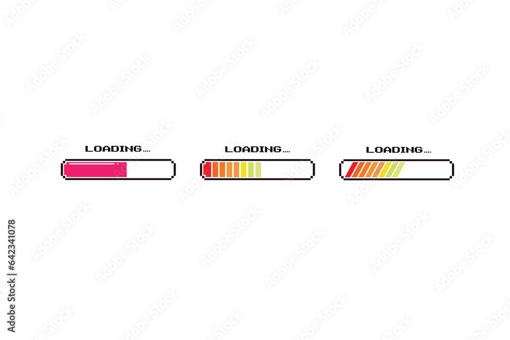 Pixel art 8-bit loading bar concept. on white background. Stock Vector | Adobe Stock