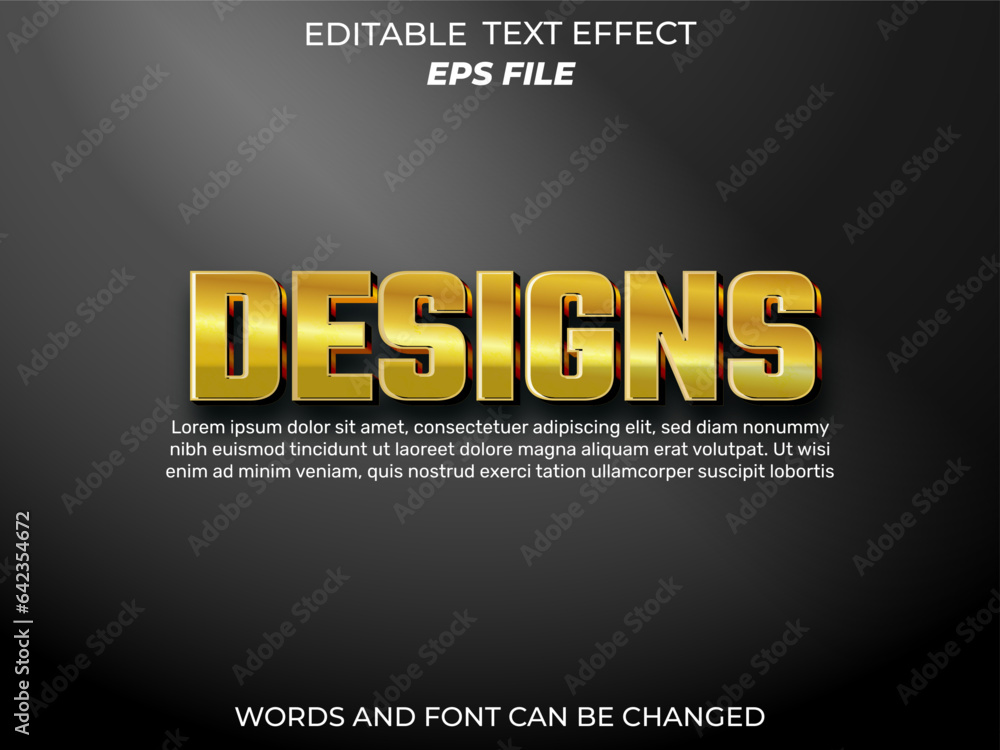 designs text effect, font editable, typography, 3d text. vector ...