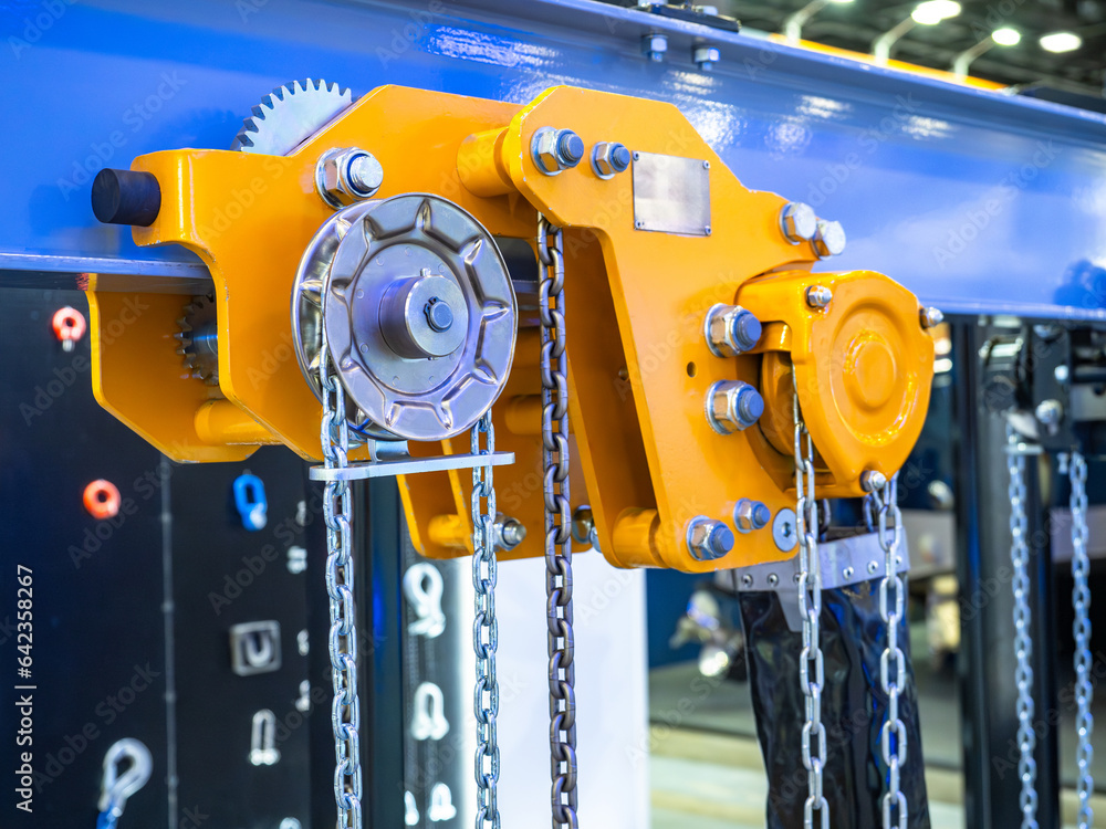 Rail suspension trolley. Mechanism for moving goods. Industrial ...