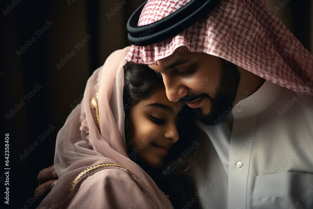 Emotional Portrait of a Young Modern Saudi Arabian Married Couple ...