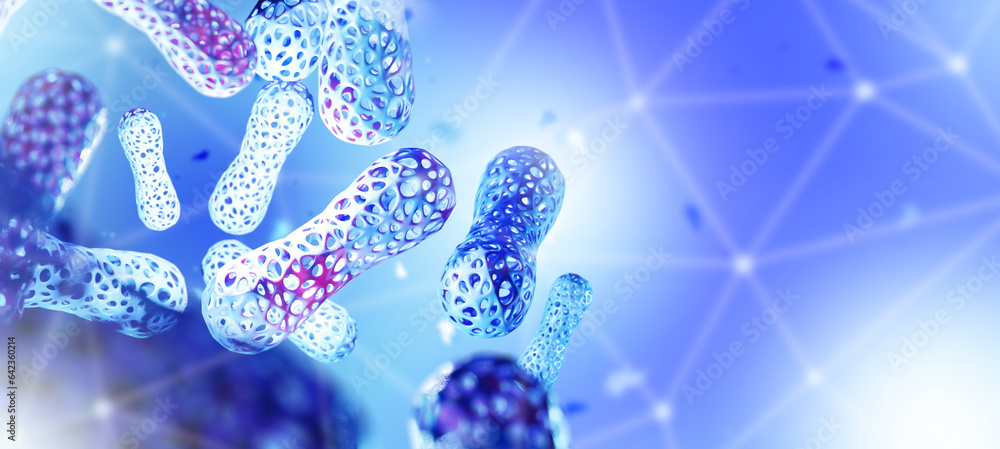 Probiotics background. Microbiota cells. Beneficial bacteria in body ...