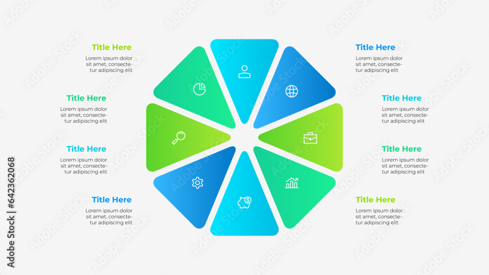 Octagon diagram divided into 8 options or steps. Cycle infographic ...