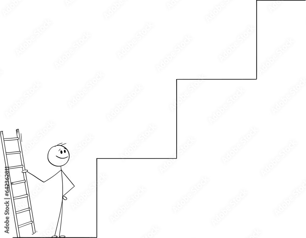 Person Looking at Giant Steps or Obstacles , Vector Cartoon Stick ...