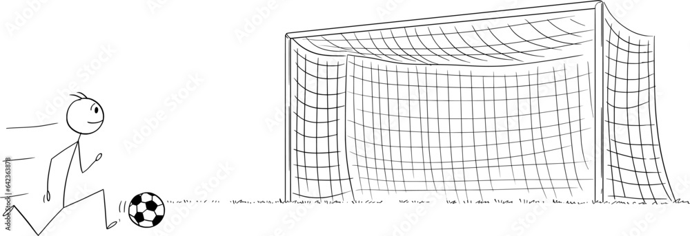 Poster Business Goal Soccer Metaphor, Vector Cartoon Stick Figure ...
