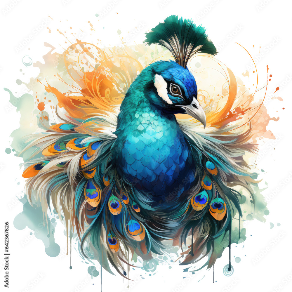 Watercolor Peacock t-shirt design, a peacock as a spirit guardian of a ...