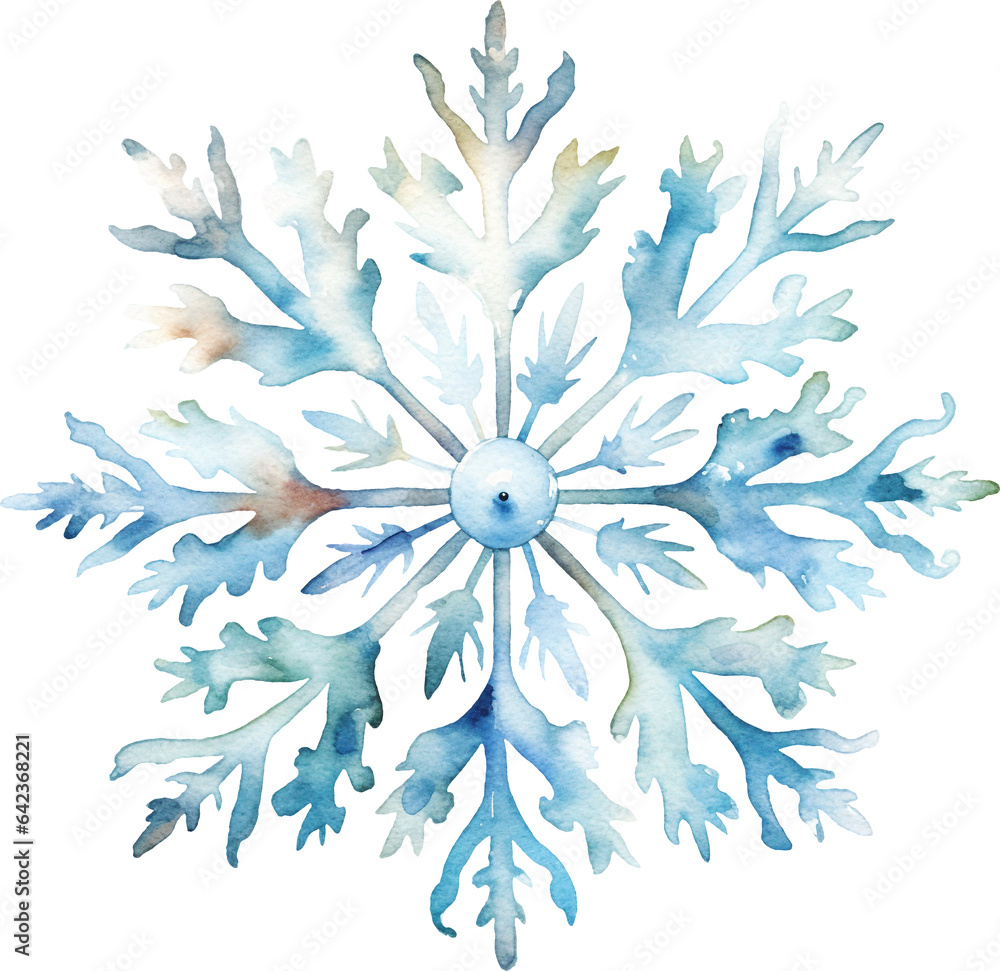 Watercolour snowflake illustration created with Generative AI ...