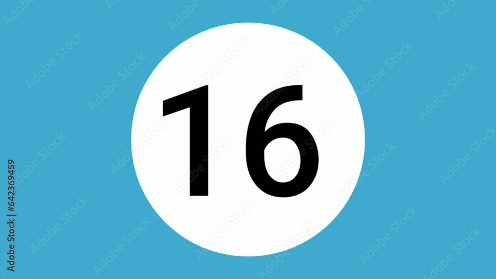 Cartoon Number 16 sixteen sign symbol animation motion graphics on ...
