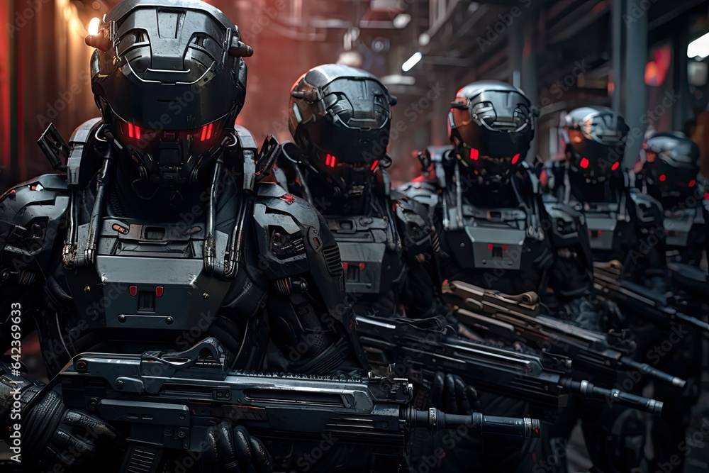 A group of soldiers of the special forces standing in a row, Group of ...