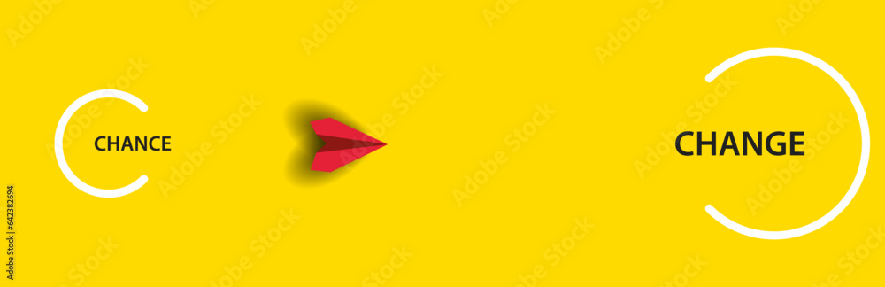 paper airplanes. red airplane changing path It is moving towards change ...