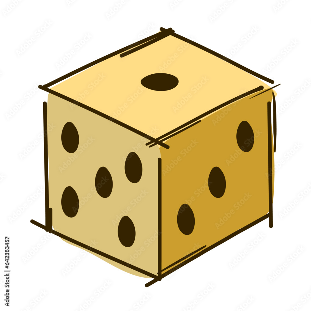 Yellow dice line art flat vector illustration logo icon clipart ...