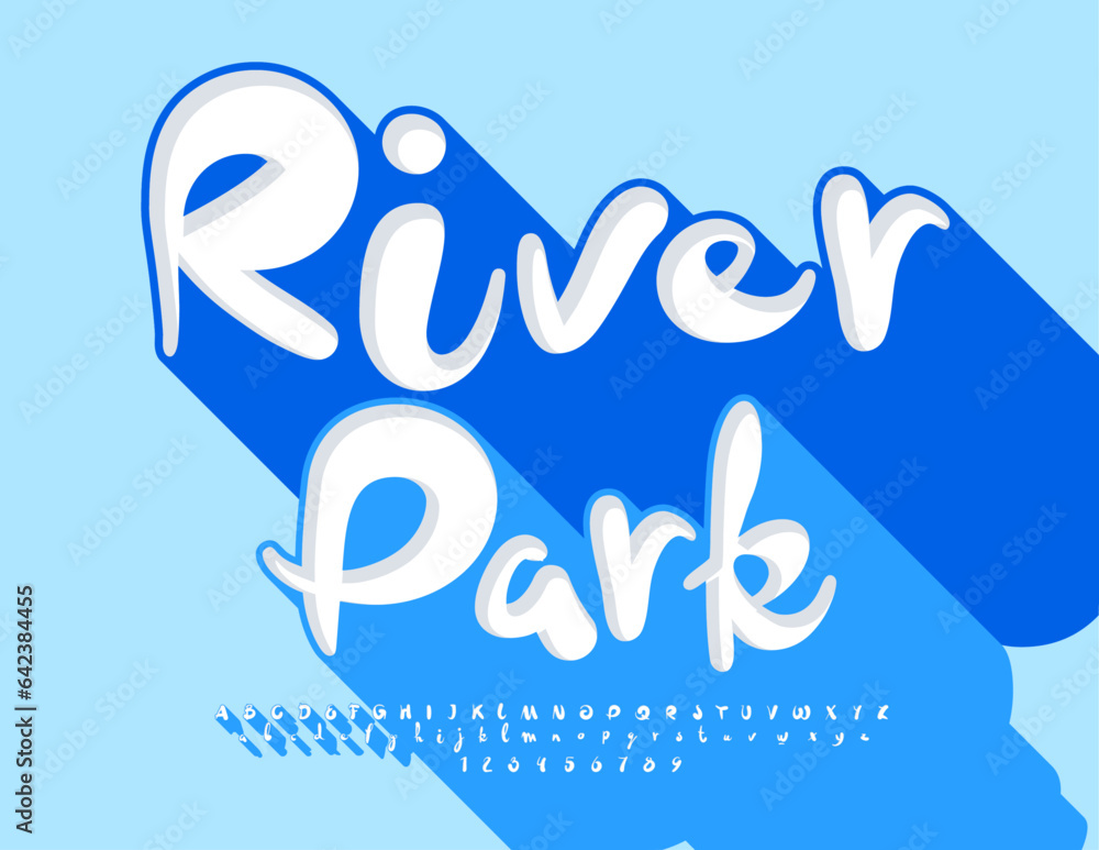 Vector bright Banner River Park. Creative 3D Font with Big Shadow ...