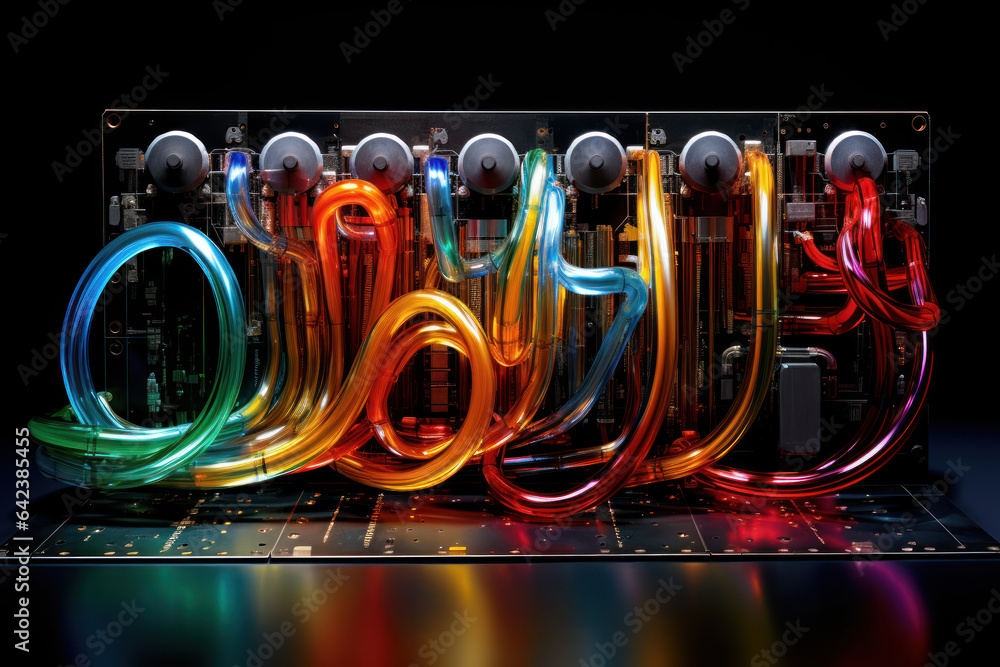 TPU (Tensor processing unit) Chip and Circuit Board with colored ...